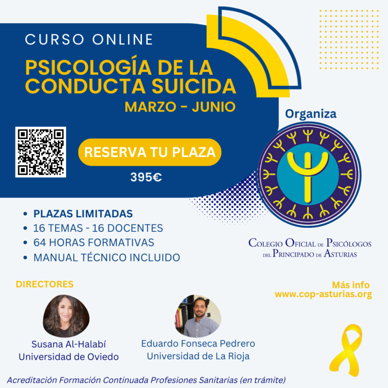 03/03/2023 a 10/06/2023 Curso: Psicología de la conducta suicida – Colegio Oficial de la ...
